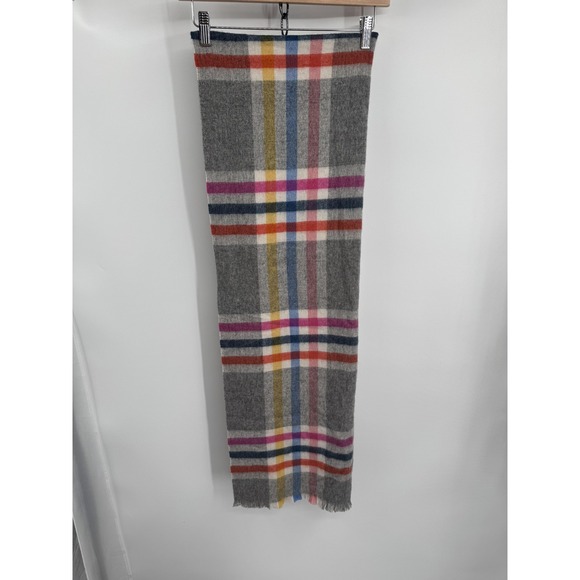 Boden | Accessories | Boden Scarf Womens 8x24 Gray Multicolor Plaid 00 ...